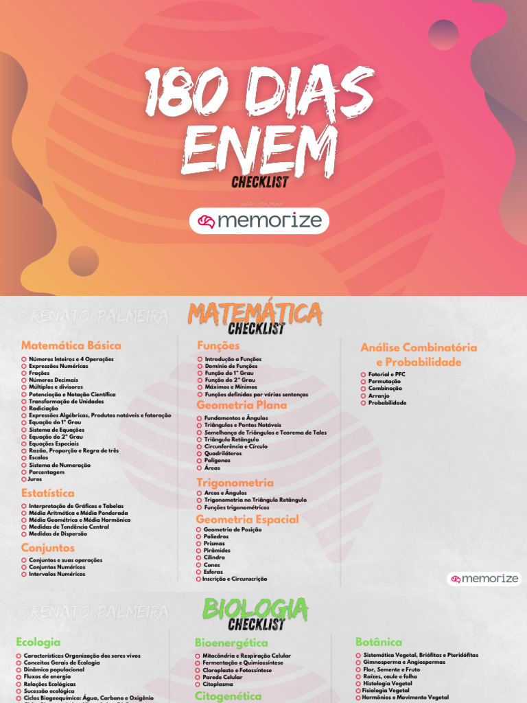 Checklist Enem | PDF | Química | Sociologia
