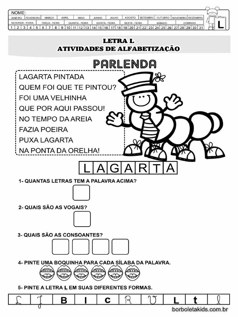 Letra L - Atividades de Alfabetização | PDF | Jogos e Atividades ...