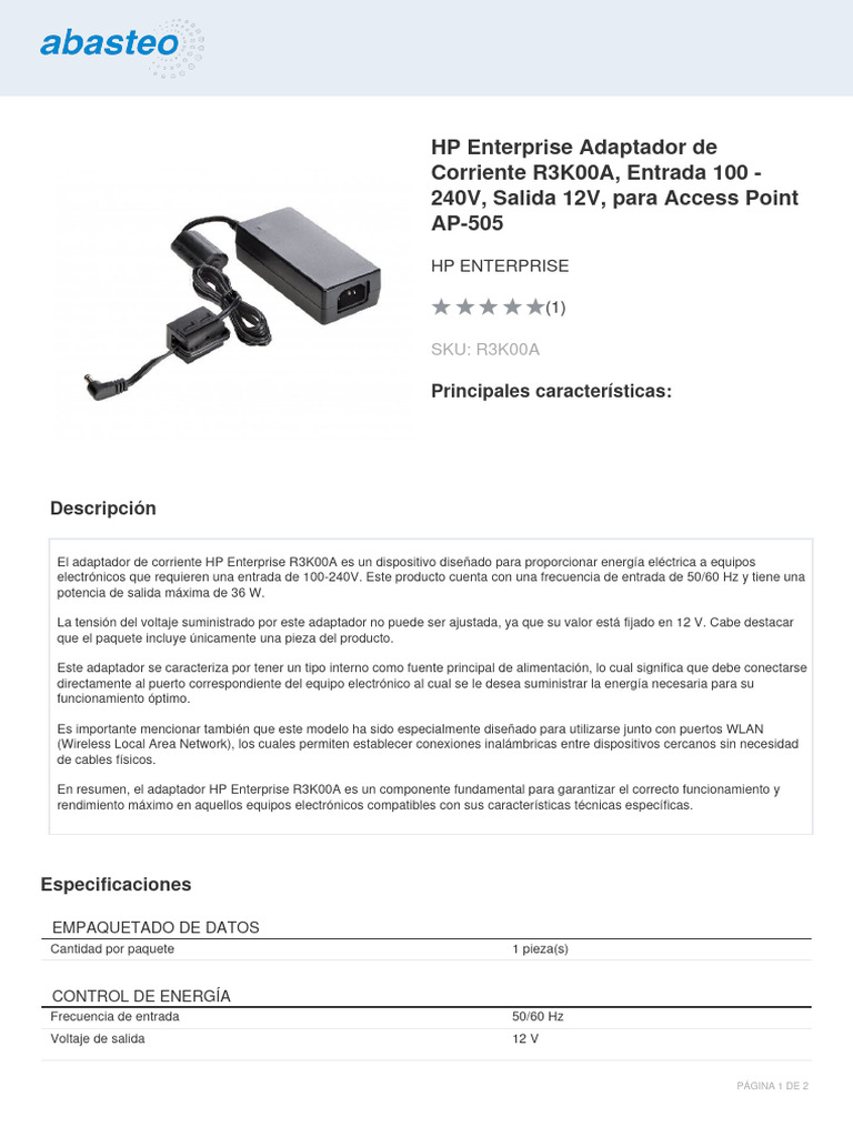 Product Details R3K00A | PDF | LAN inalámbrico | Fuente de alimentación