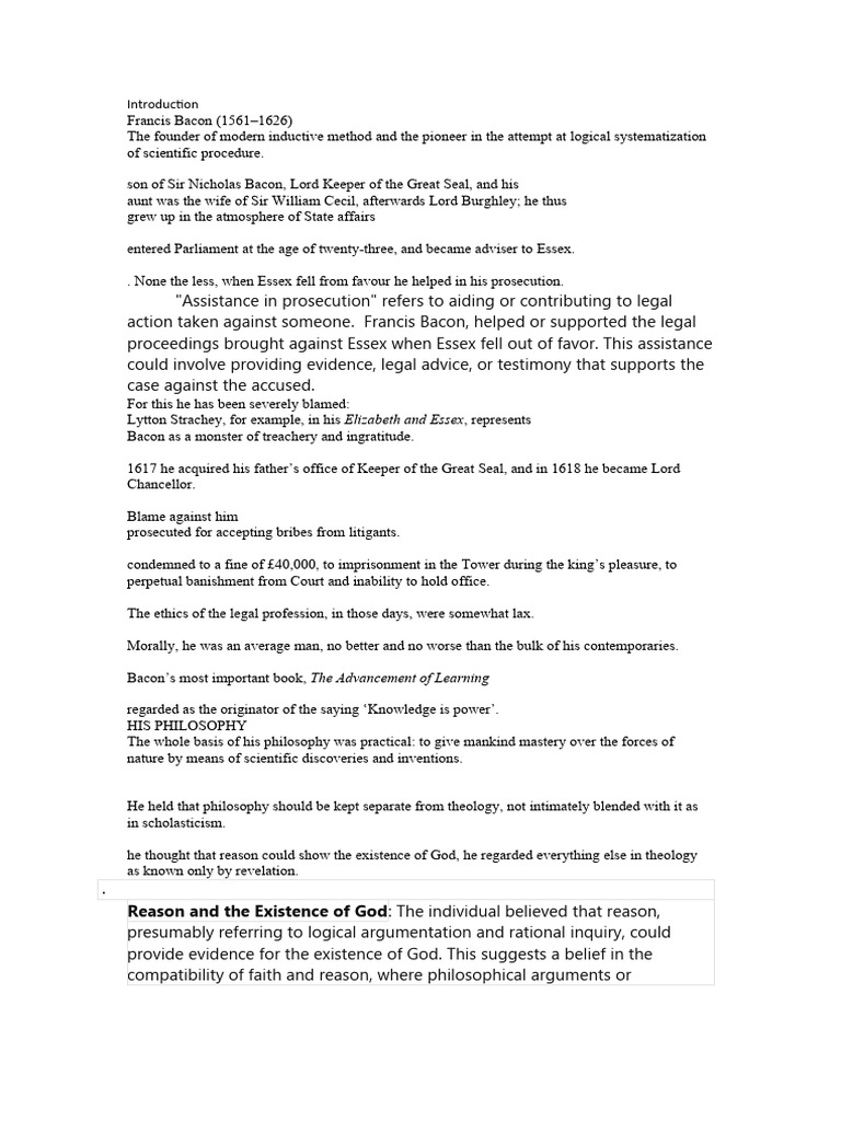 Francis Bacon | PDF | Inductive Reasoning | Reason