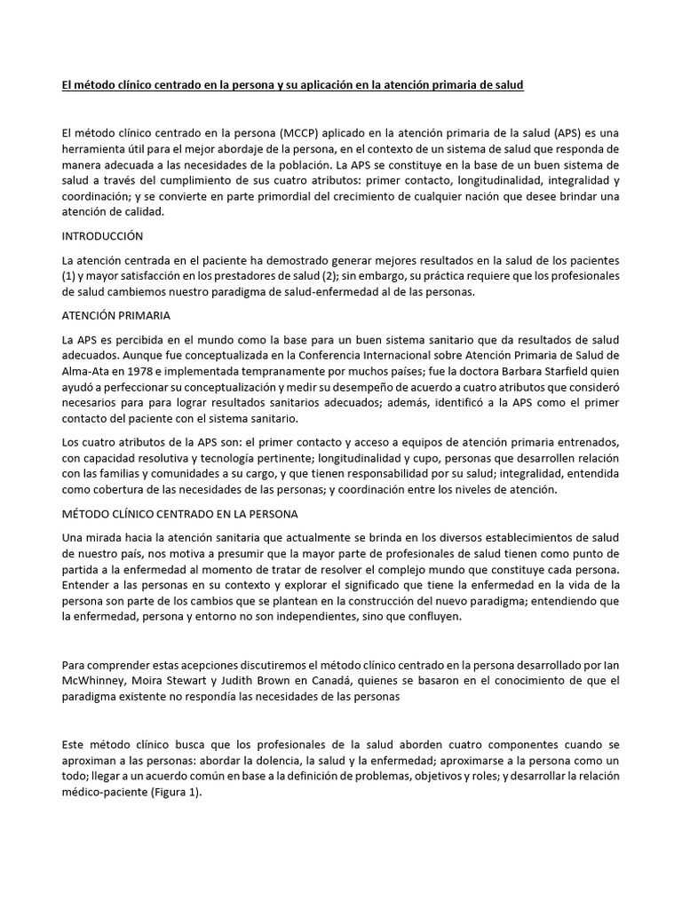 Método Clínico Centrado en la Persona en APS | PDF | Empatía | Toma de ...