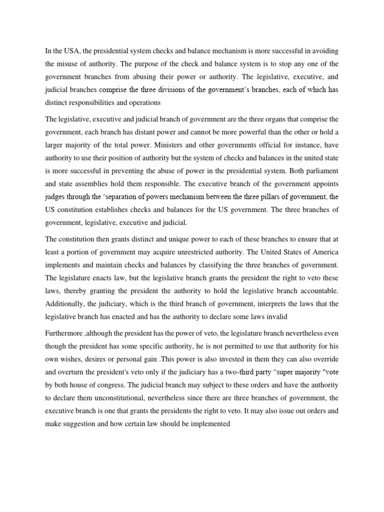 Understanding US Checks & Balances | PDF | Separation Of Powers ...