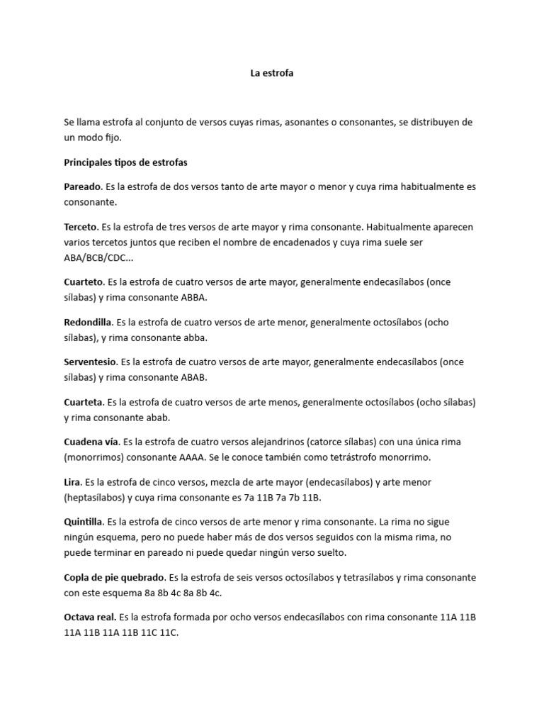 La Estrofa | Descargar gratis PDF | Rima | Poesía
