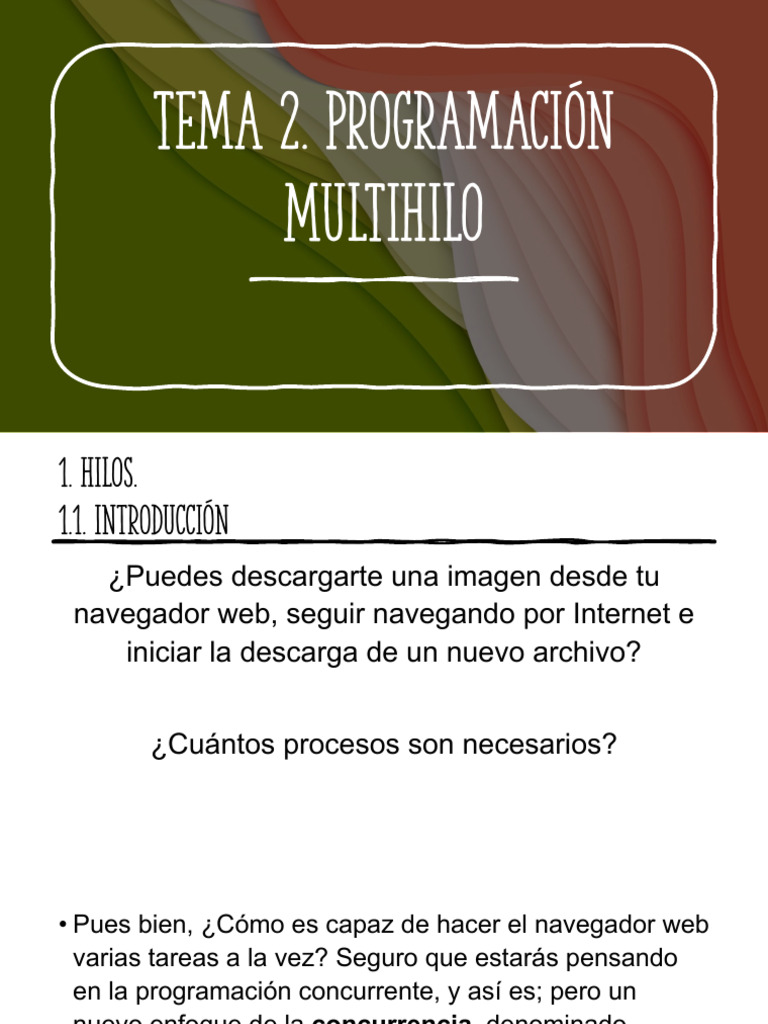 Tema - 2 - ProgramacionMulihilo | PDF | Hilo (Computación) | Proceso (Computación)