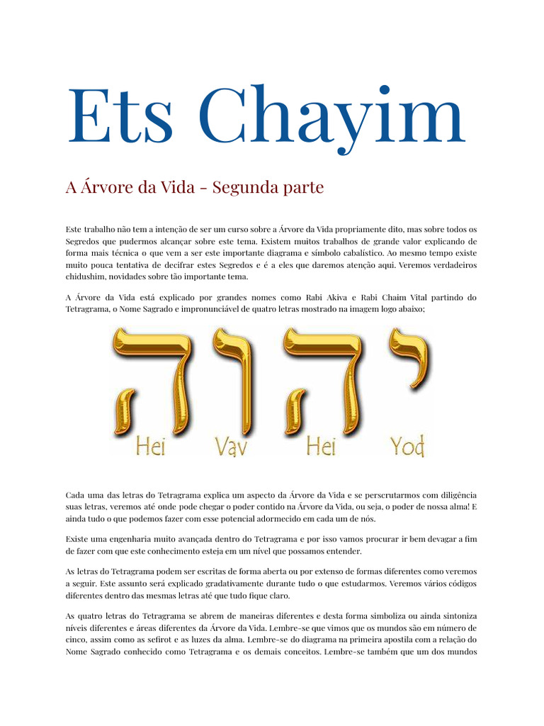 Segredos da Árvore da Vida e Tetragrama | PDF | Crença e doutrina religiosa