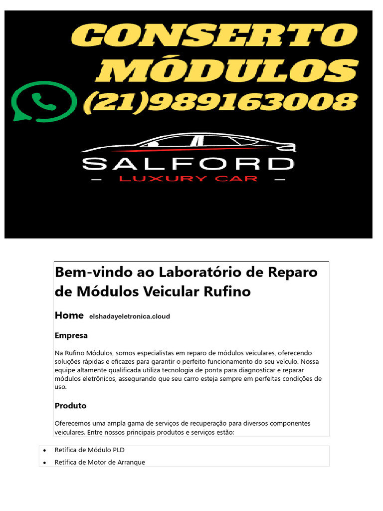 Reparo de Módulos Veiculares Especializados | PDF | Injeção eletrônica ...