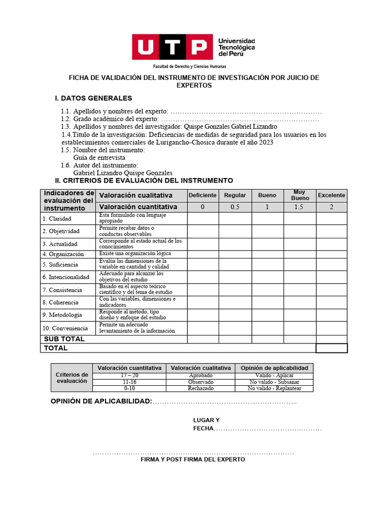 Ficha de validación de instrumentos. | PDF | Evaluación | Science