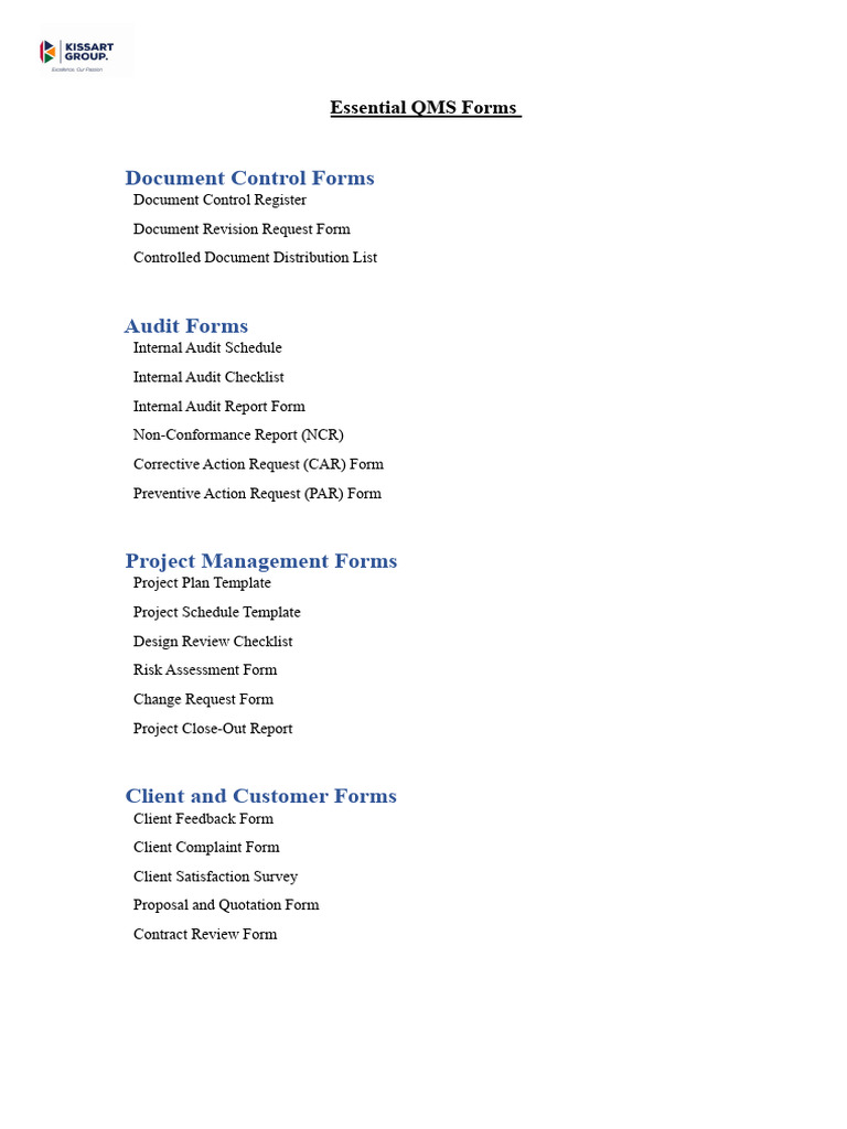 Essential QMS Forms | PDF | Business