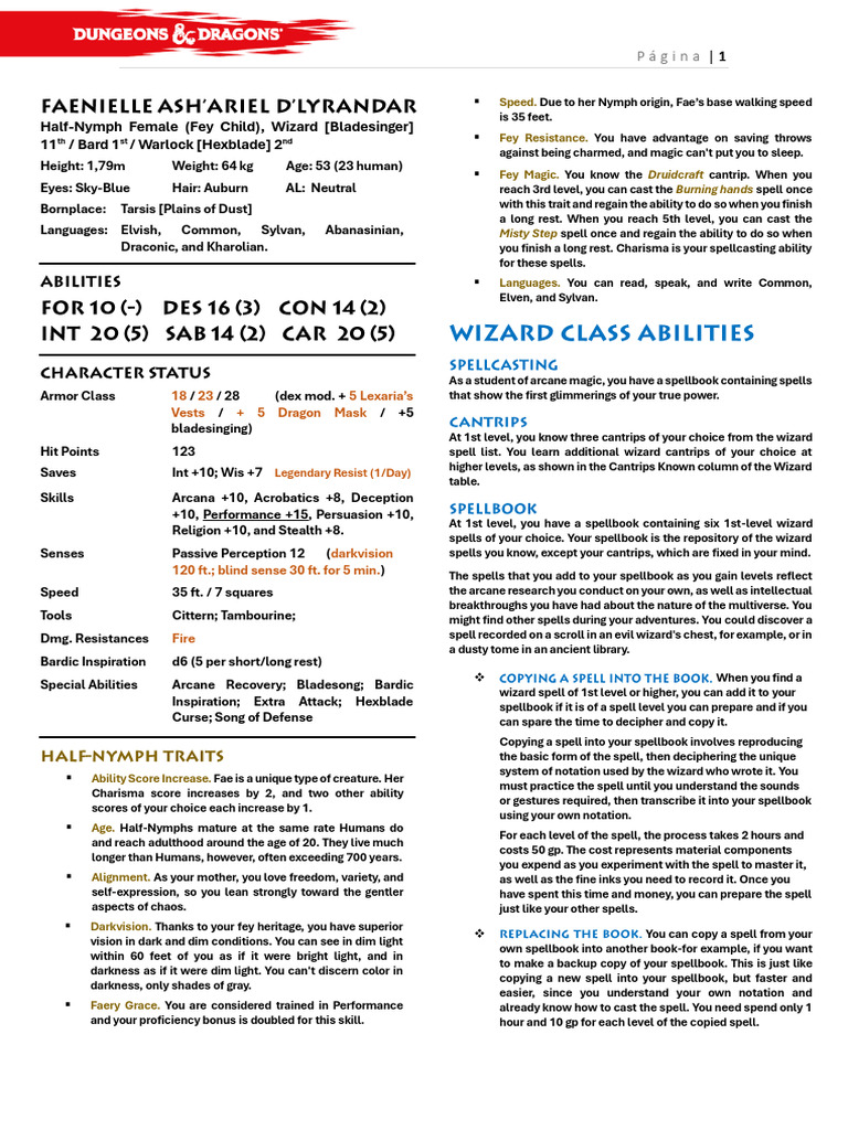 Fae wizard bladesinger 14 | PDF | Magician (Fantasy)