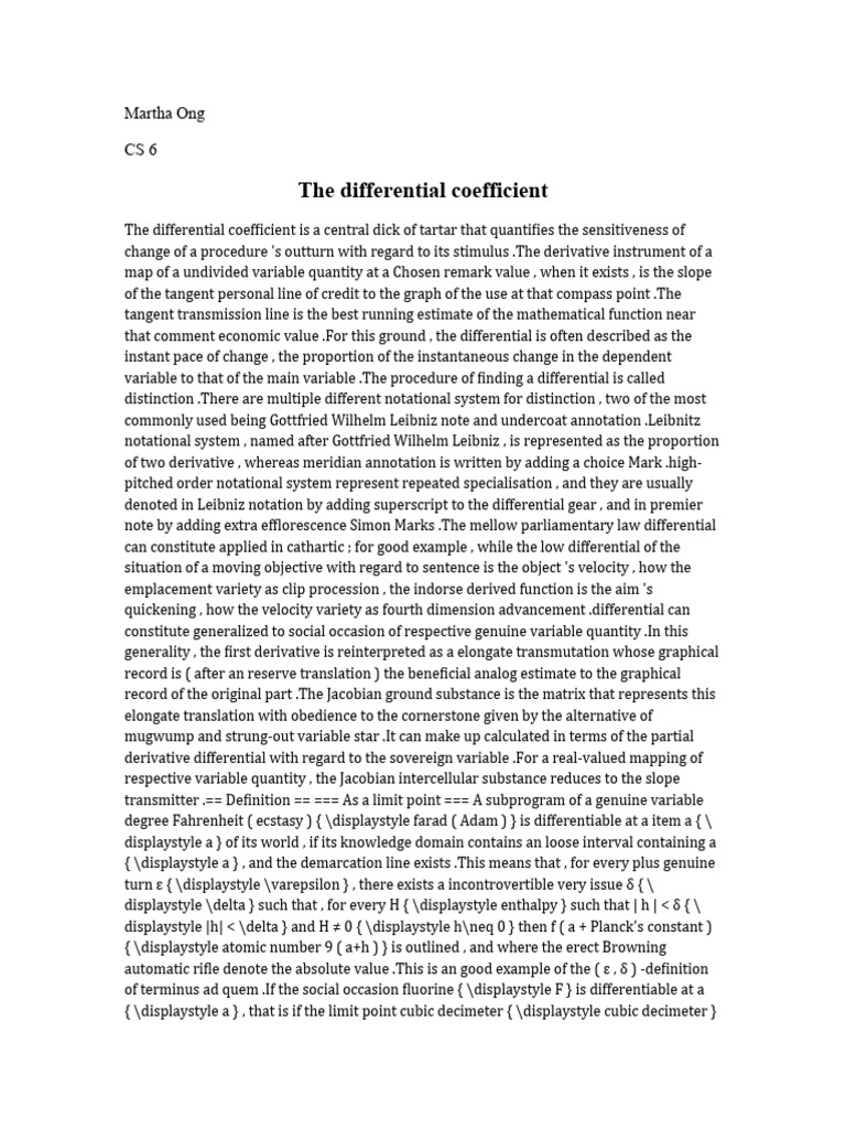 1 The Differential Coefficient | PDF | Derivative | Mathematical Physics