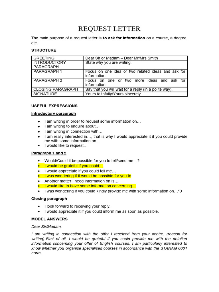 REQUEST LETTER | PDF