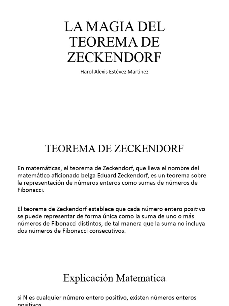La Magia Del Teorema de Zeckendorf | Descargar gratis PDF | Secuencia ...