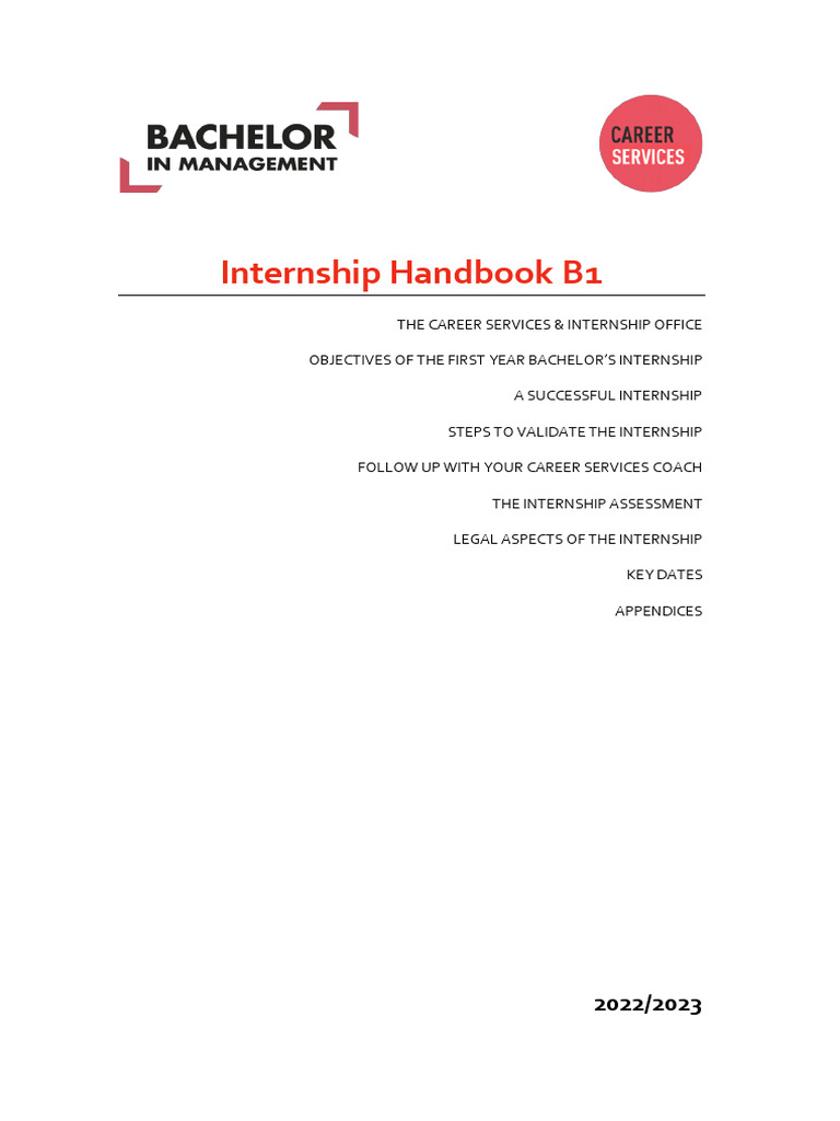 B1 Internship Handbook 22-23 | PDF | Insurance | Employment