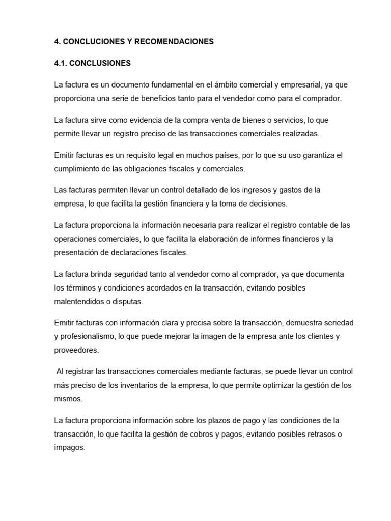 Conclucion Facturacion | PDF | Factura | Business
