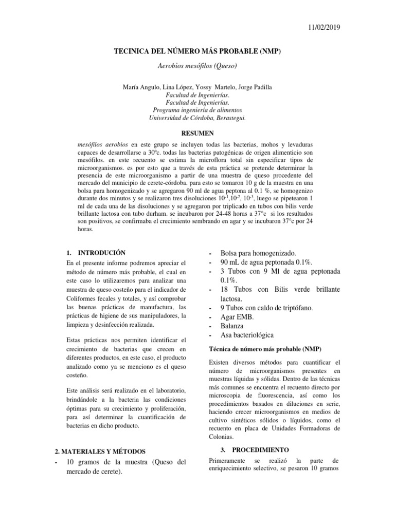 Practica Micro NMP | PDF | Biología | Microbiología