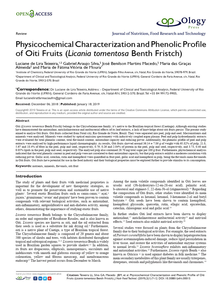 Physicochemical Characterization and Phenolic Profile of Oiti Fruits ...