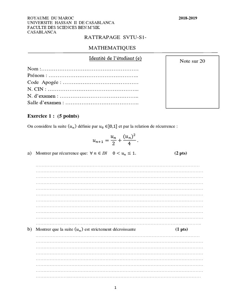 Rattrapage SVTU 2018 - 2019 | PDF