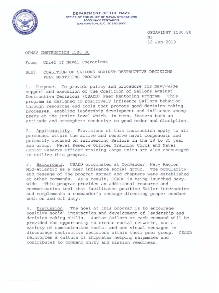 Navy Peer Mentoring Program | PDF | United States Navy | Leadership