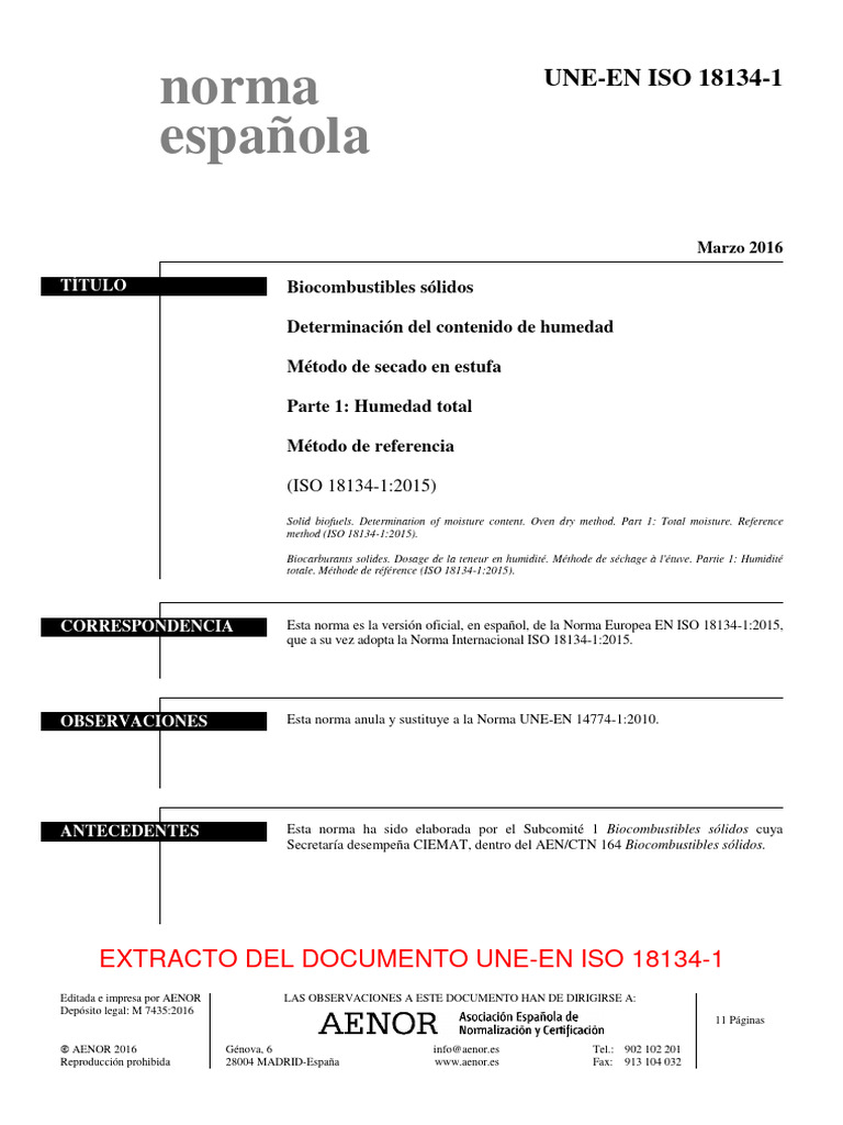(Ex) Une-En Iso 18134-1 2016 | PDF