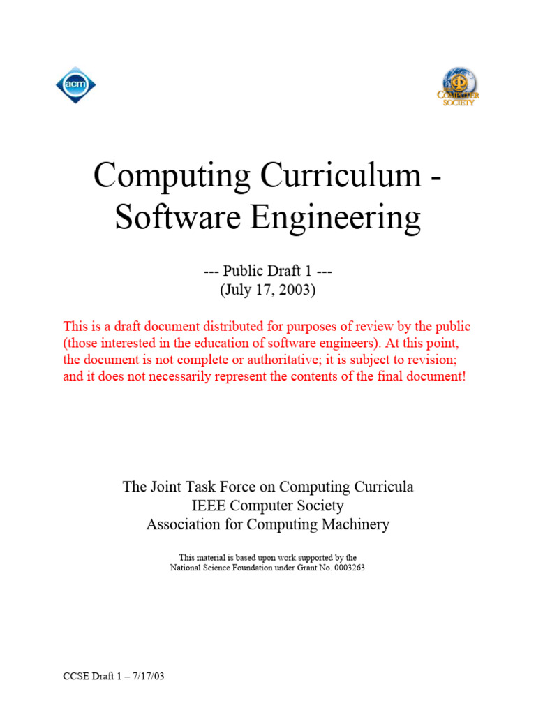 IEEE CS ACM Computing Curricula Computer | PDF | Engineering | Software Engineering