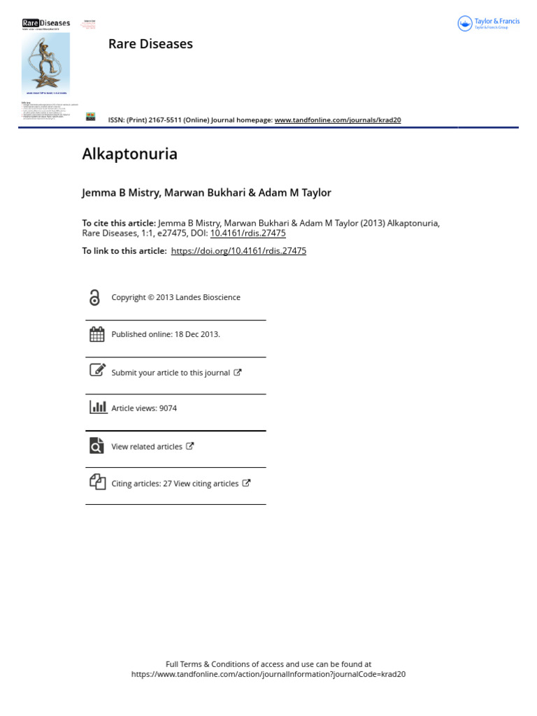 Alkaptonuria | PDF | Bone | Extracellular Matrix