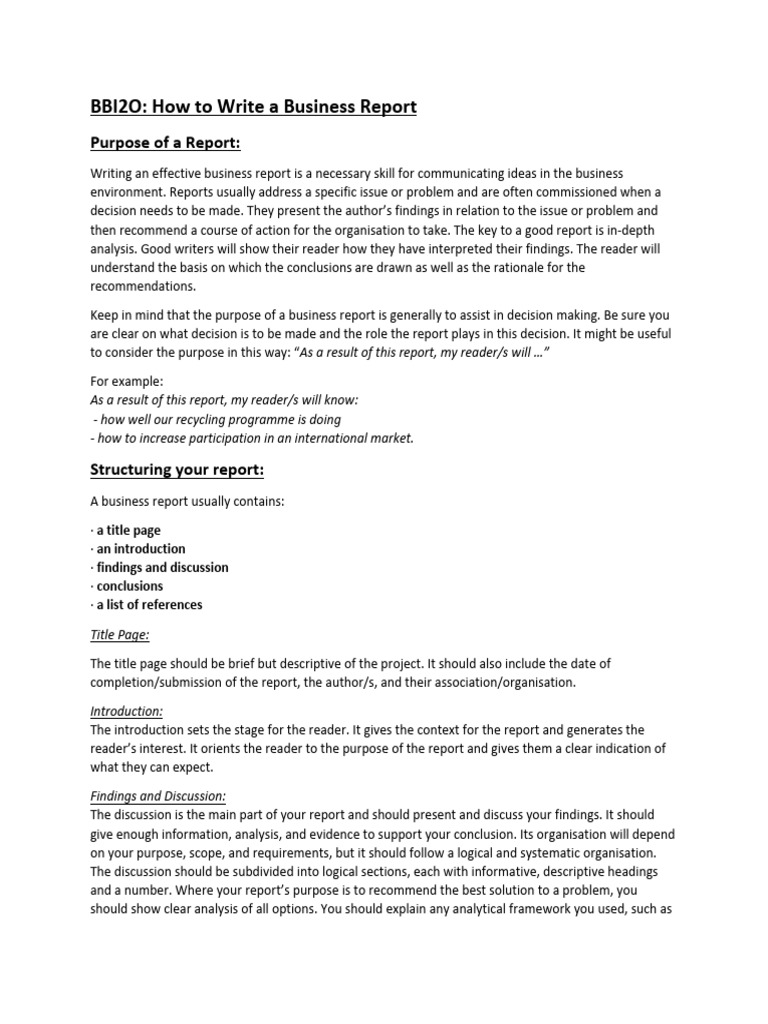 How To Write A Business Report PDF | PDF | Paragraph | Plain Language