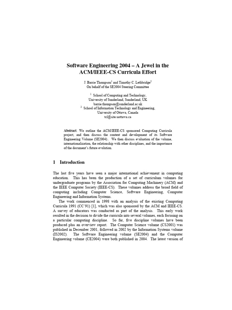 Software Engineering 2004 | PDF | Software Engineering | Curriculum