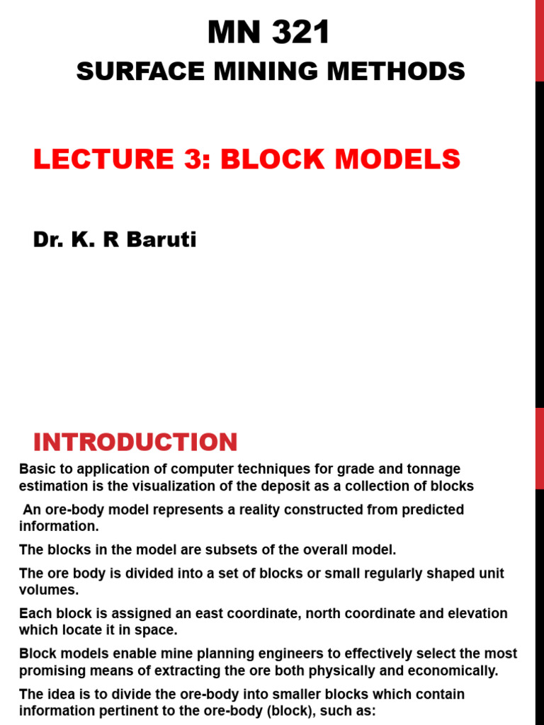 Lecture 3 Block Models | PDF | Mining | Ore