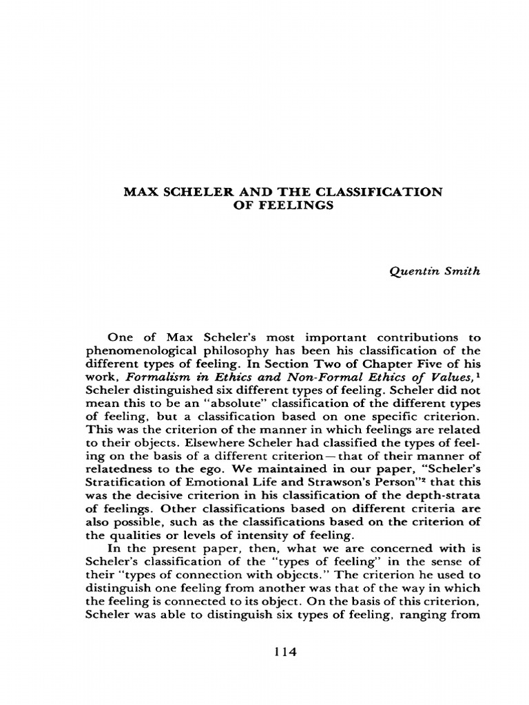 25p - Max Scheler and The Classification of Feelings | PDF | Affect ...
