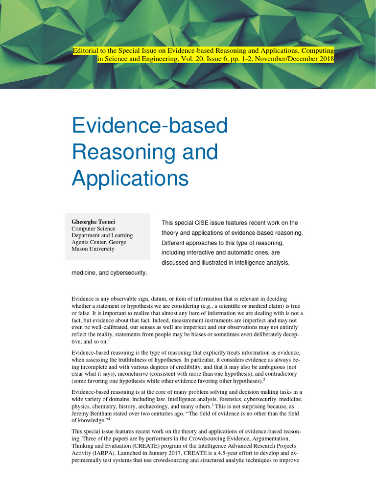 Evidence-Based Reasoning | PDF | Reason | Evidence