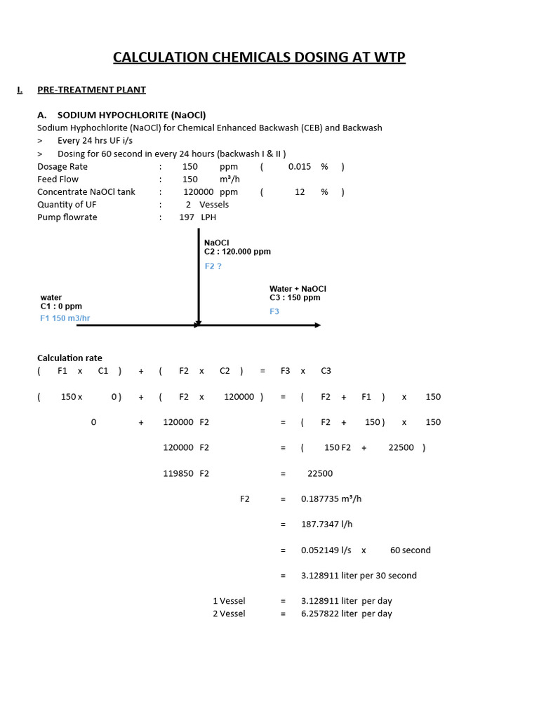 Dosing Rate WTP | PDF | Sodium Hydroxide | Hydrochloric Acid