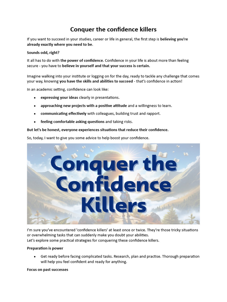 Conquering Thes Confidence Killers | PDF | Goal | Feeling