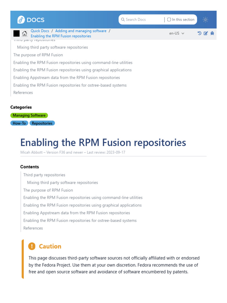 How To Enable RPM Fusion Repositories On Fedora | PDF | Software Repository | Software