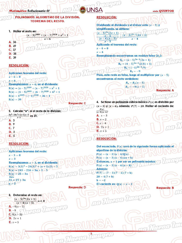 03 Matematica Solucionario 01 - Page-0001 | PDF