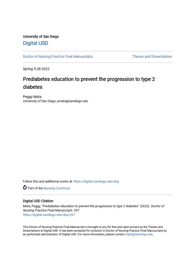 Prediabetes Education to Prevent Type 2 Diabetes | PDF | Prediabetes ...