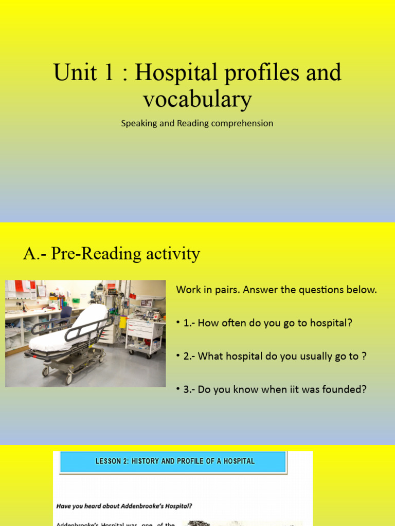 Unit 1 Hospital Profiles and Vocabulary | Download Free PDF ...