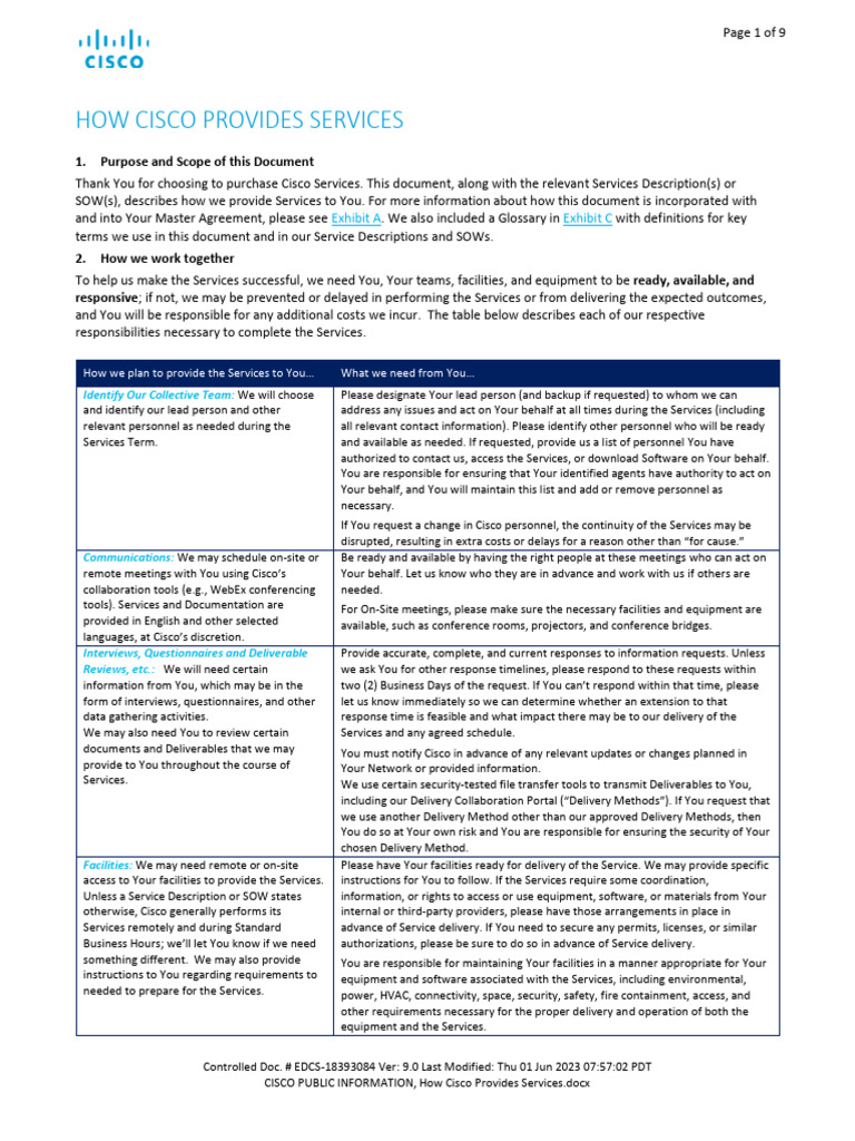 How Cisco Provides Services | PDF | Source Code | Occupational Safety ...