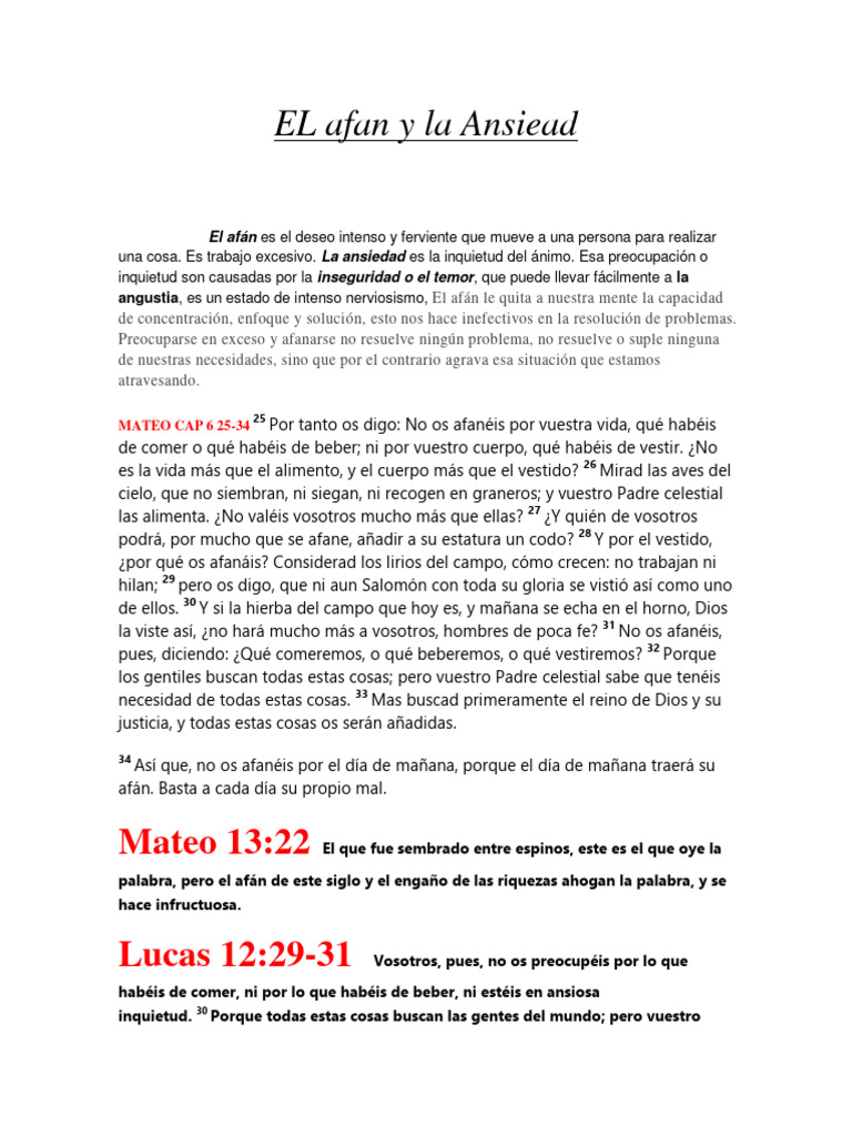 EL Afan y La Ansiead | PDF | Religión y espiritualidad