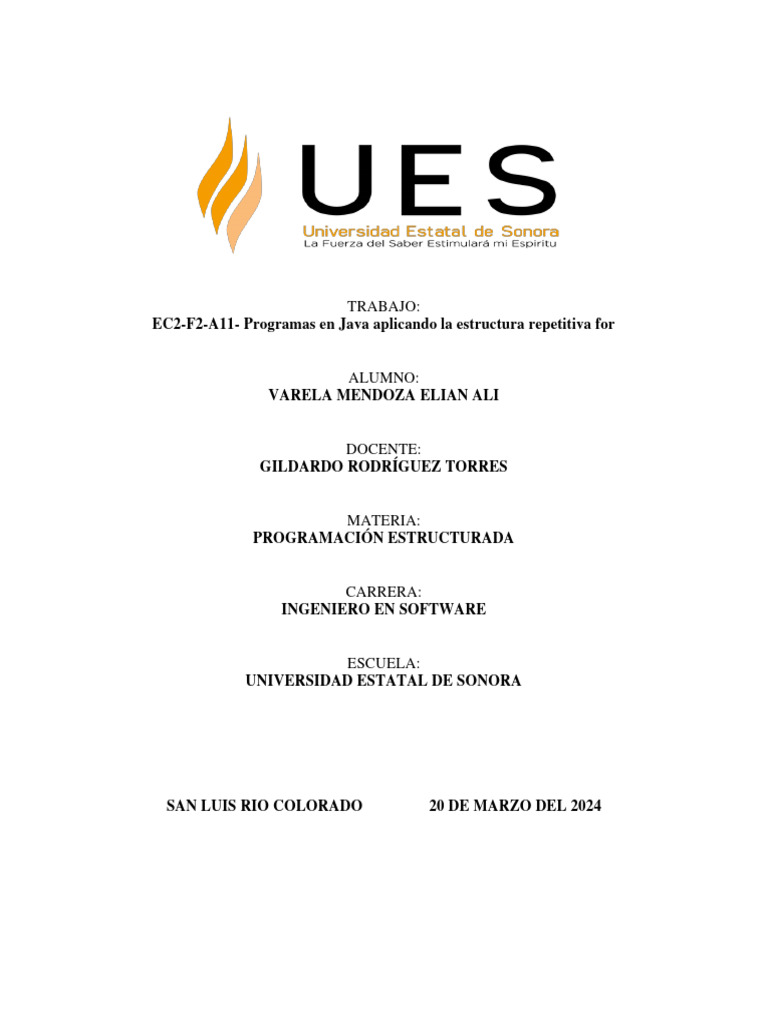 EC2F2A11 Programas en Java Aplicando La Estructura Repetitiva For | PDF | Java (lenguaje de ...
