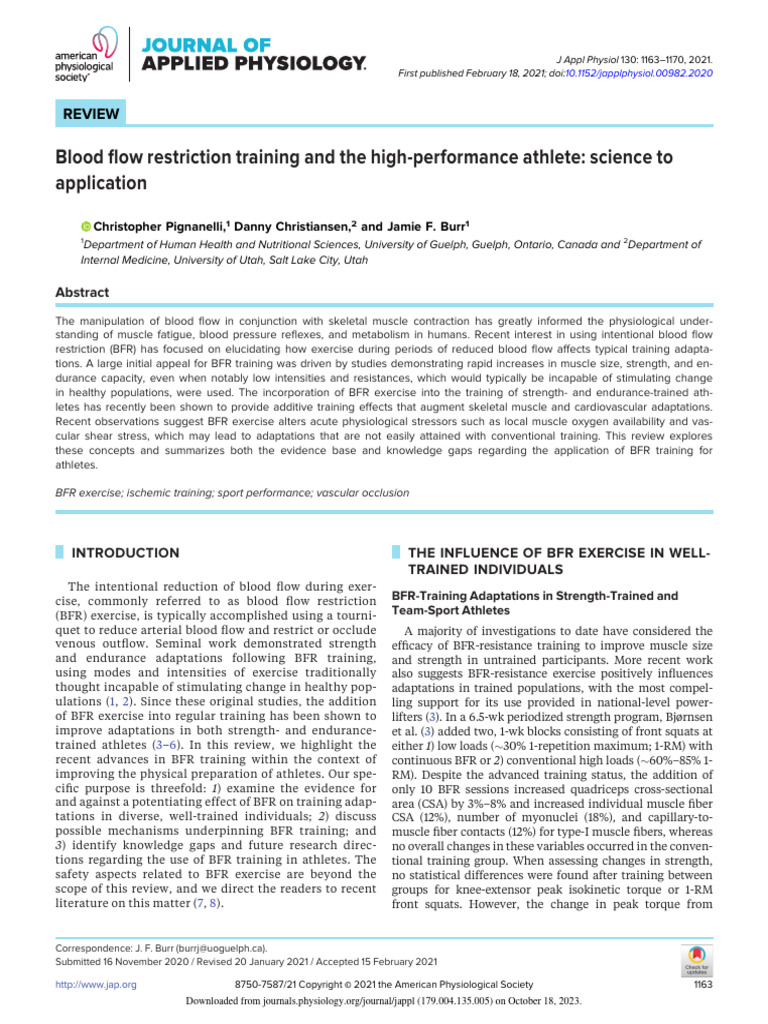 BFR Atletas Pignanelli-Et-Al-2021-Blood-Flow-Restriction-Training-And ...