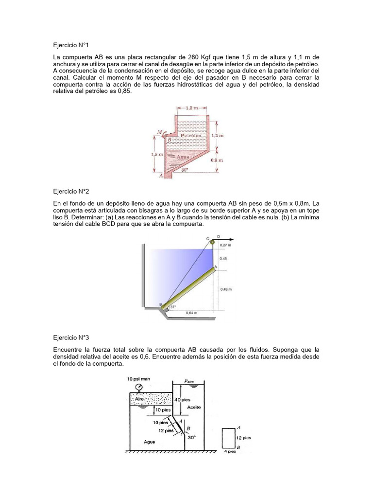 Ejercicios Mecanica de Fluidos para pc2 | PDF | Estrés (Mecánica) | Física Aplicada e ...