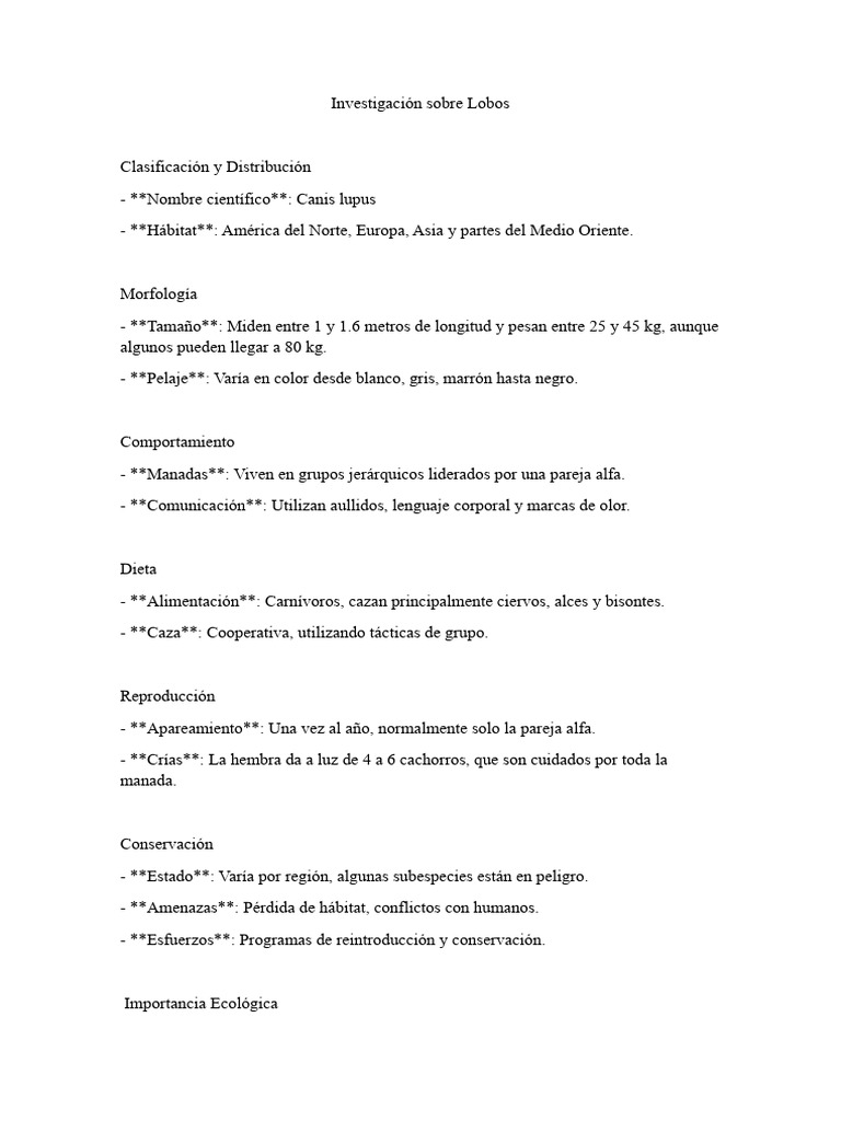 Investigación Completa sobre Lobos | PDF
