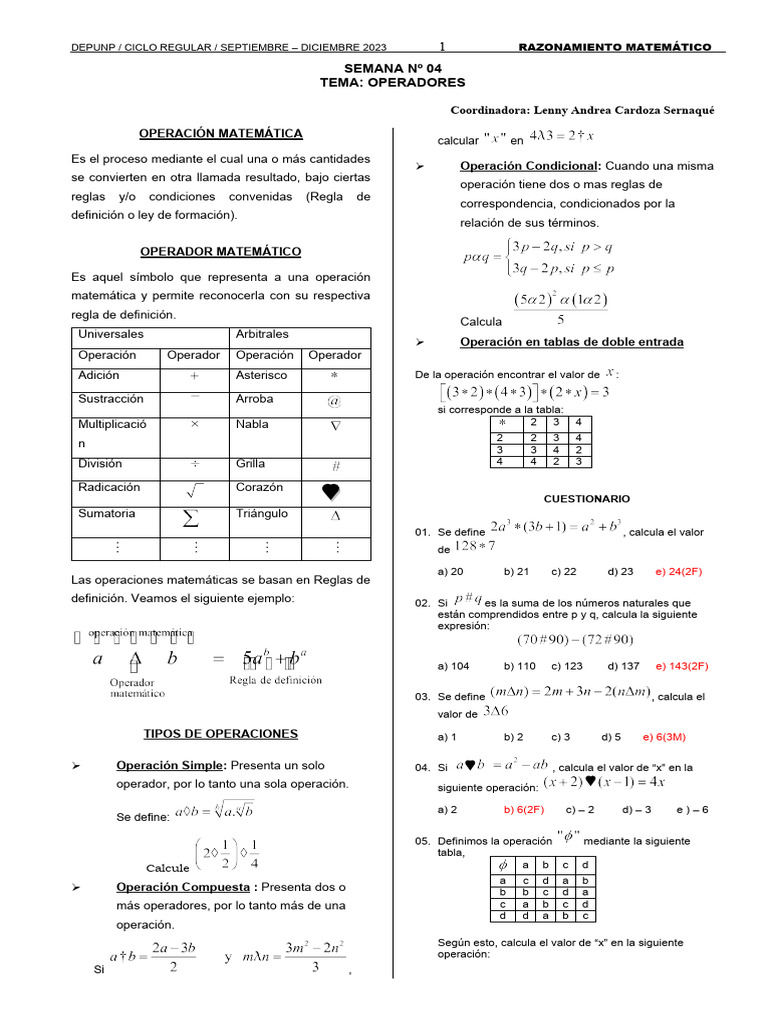 Semana 04 - Rm-Docentes | PDF | Álgebra abstracta | Matemáticas