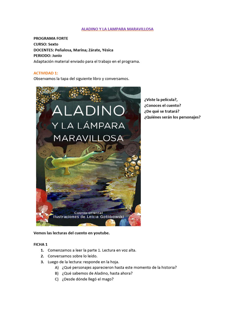 Aladino Y La Lampara Maravillosa Forte Pdf Genios