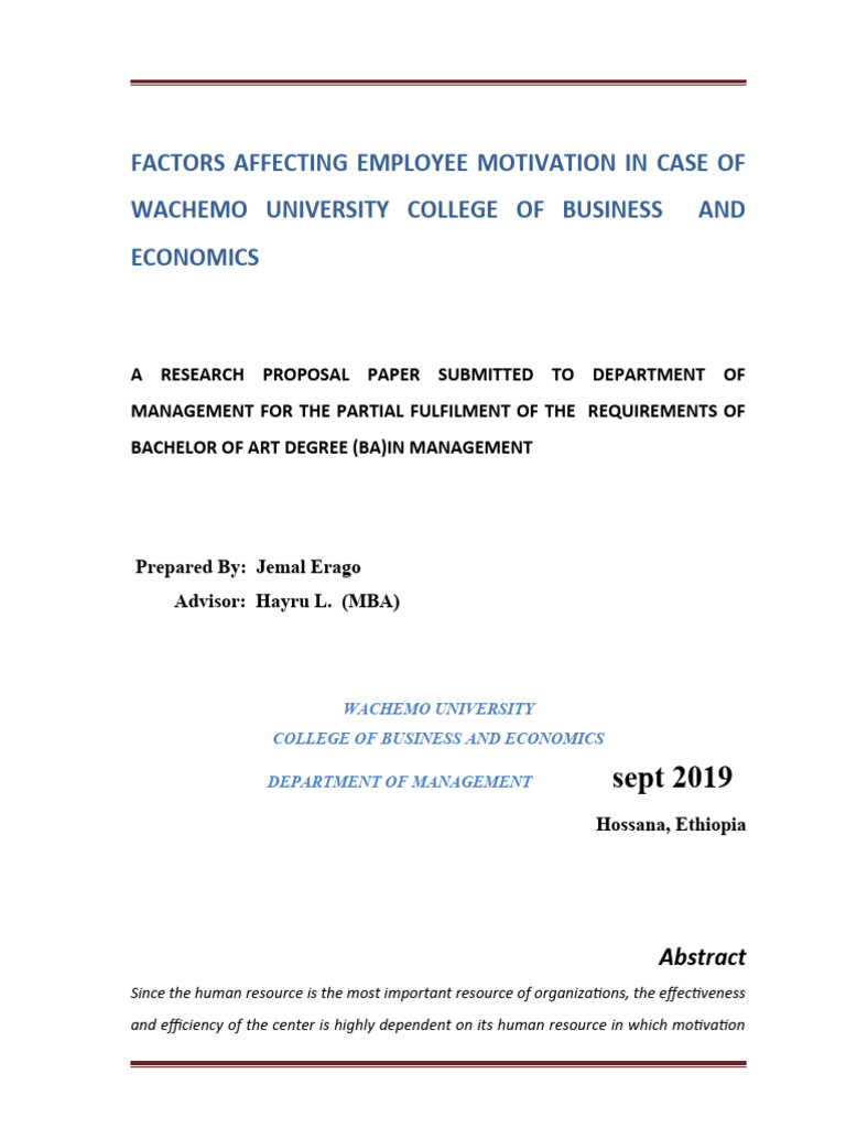 Factors Affecting Employee Motivation in Case of Wachemo University ...