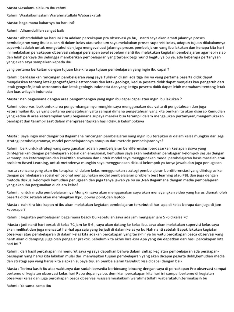 Naskah Pra Observasi | PDF