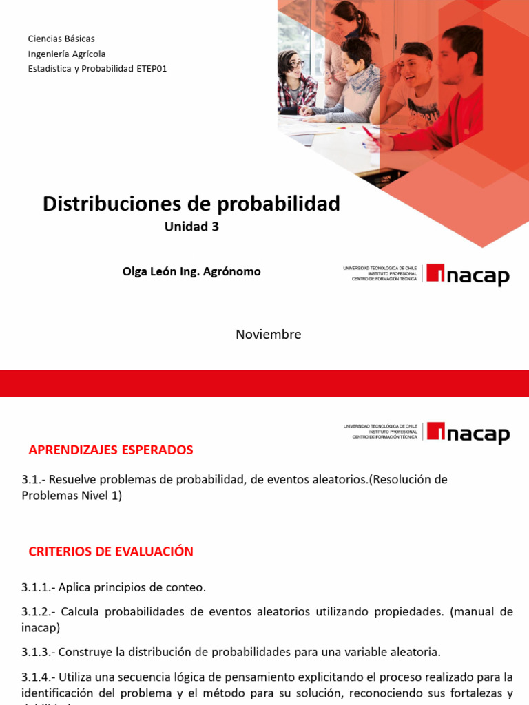 ETEP01 Clases Distribución de Probabilidades - Unidad 3 2022 | Descargar gratis PDF ...