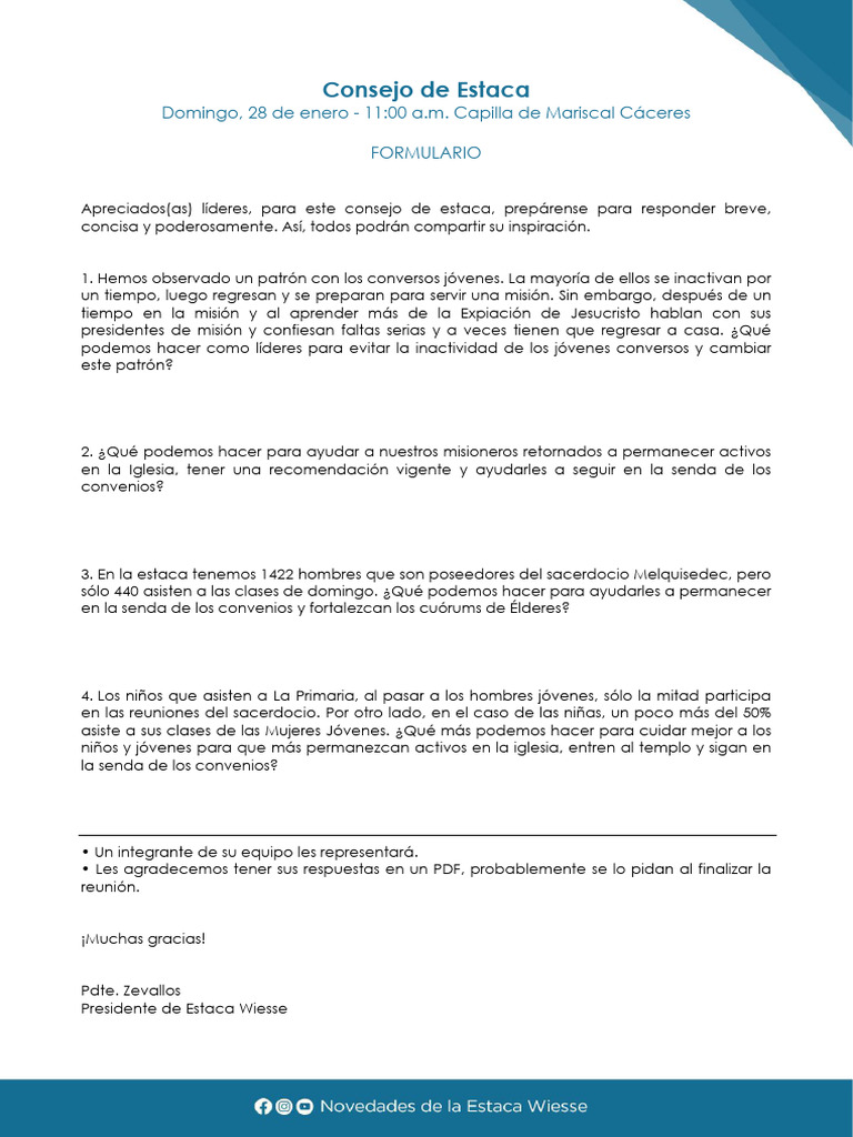 Consejo de Estaca | PDF | Religión y espiritualidad