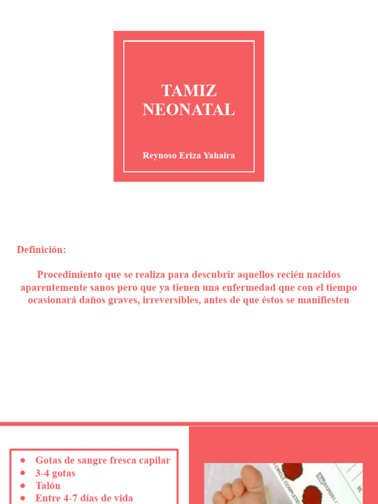 Tamiz Neonatal: Detección Temprana de Enfermedades Metabólicas | PDF ...