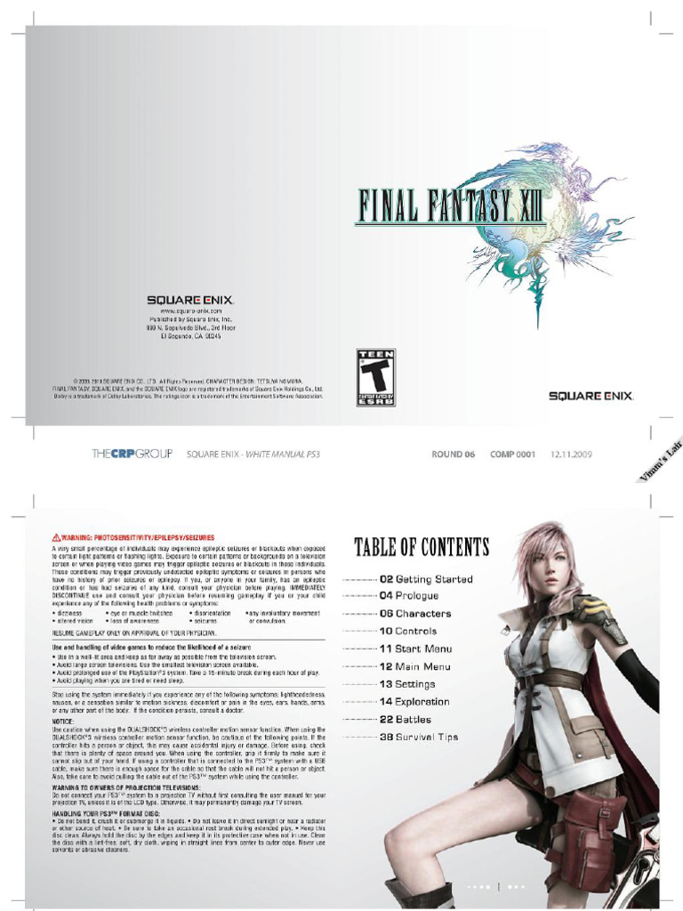 Final Fantasy XIII PS3 Manual | PDF